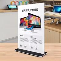 China Transparent Acrylic Office Restaurant Table Tent A5 Lucite Menu Holder with Black Base for sale