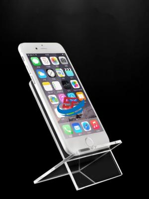 China Tabletop Plexiglass Phone Holder Transparent Acrylic Cell Phone Display Stand for sale
