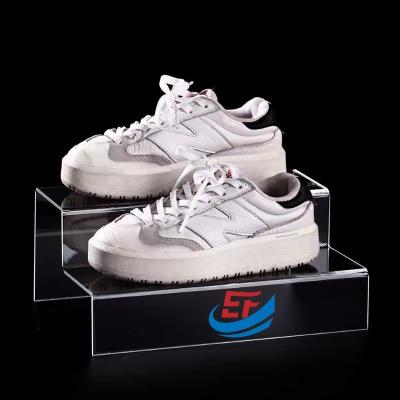 China Two Tier Desktop High Transparency Clear Acrylic Shoe Display Rack for sale