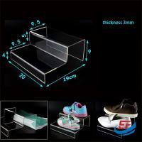 China Exhibition Merchandise Shelves Two Layer Desktop Clear Acrylic Shoe Display Riser for sale