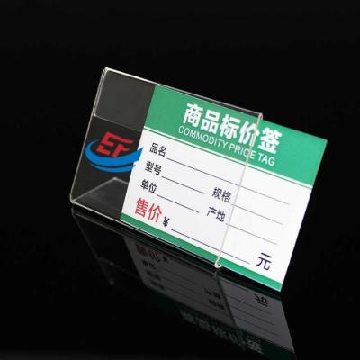 China Counter Top Simple L Shape Mini Transparent Acrylic Tag Label Stand for sale