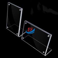 China Acrylic Menu Paper Display Stand L Shape Transparent Plexiglass Sign Holder for sale