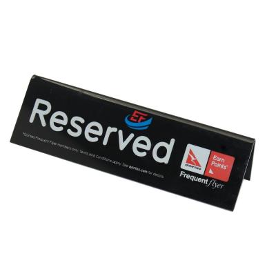 China Customized Color Table Notice Acrylic Reserved Table Tent For Restaurant for sale