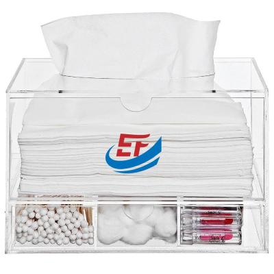 China Lucite Toilet Paper Holder Clear Acrylic Tissue Box For Home Living Room Office Tabletop for sale