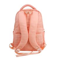 China Pink Emboss School Bags Backpack Nylon Polyester Material With Pencil Case for sale