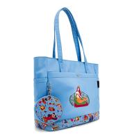 China Canvas Tote Bag Sling Bag , Digtal Printing Blue Crossbody Bag With Coin Pouch for sale