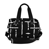 China Unisex Black Crossbody Bag Tote With Fabric Lining Double Handles for sale