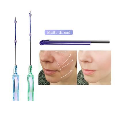 China hot sell high quality medical suture facelifting best hyaluronate acid PDO multi thread L needle 21G 38mm for sale