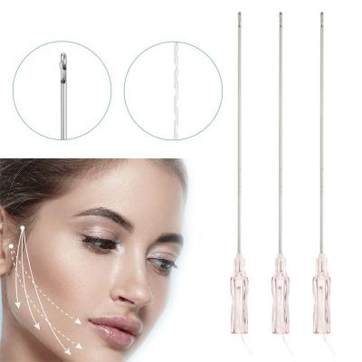 China collagen skin suture threading pcl face lifting thread pcl  molding 19g 100mm sharp screwtwintornado barbedcog for sale