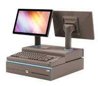 China 14 Inch Dual Display POS System 12V 5A Self Checkout POS System For Restaurants Supermarkets Retail Shops for sale