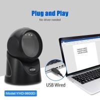 China High Efficiency Hands Free Barcode Scanner Bluetooth Code Desktop Reader For Restaurant Catering Shop for sale