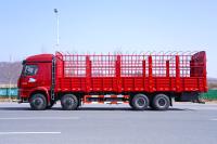 China Four-Axle 9.6m Stake Body Transport Truck _ 8×4 (4 Front 8 Rear) High Grid Side Cargo Lorry _ Export 8×4 Dongfeng 500HP Stake Truck for sale