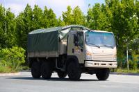 China 170‑HP Flat Cab 6x6 Off‑Road Cargo Truck With Tarpaulin Cover for sale