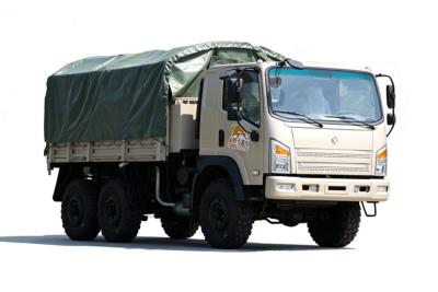 China 170‑HP Flat Cab 6x6 Off‑Road Cargo Truck With Tarpaulin Cover for sale