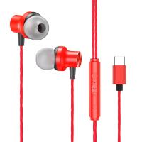 China Customized Red Usb Type C Cable Earphones Good Compatibility Smartphones Tablets for sale