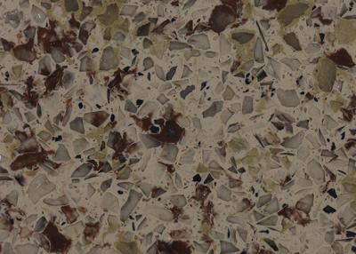 China Multi - Color Glass Quartz Kitchen Worktops With Bush Hammered Surface for sale