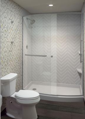 China Light Texture Cultured Marble Shower Walls With Back Panels Scratch Resistent for sale