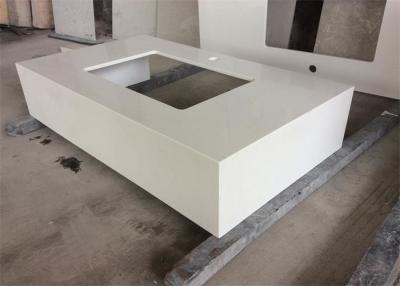 China Quartz Stone Gentle White Bathroom Vanity Tops With Undermount Sink , Solid Surface for sale