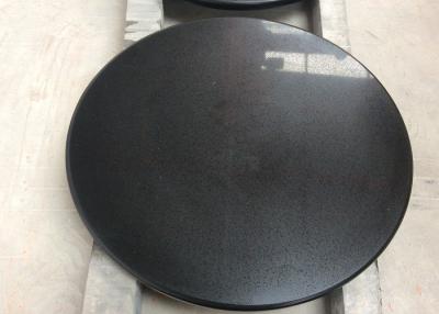 China Artificial Quartz Stone Round Table Countertop Top A Grade Pure Black Color for sale