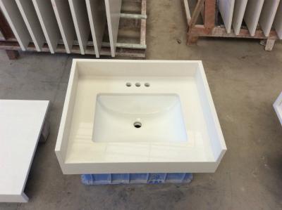 China White Quartz Bathroom Vanity Tops Solid Surface 15 Years Warranty for sale