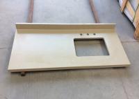 China Prefab Quartz Stone Countertops Flat Edge Light Yellow Color Free Sample for sale
