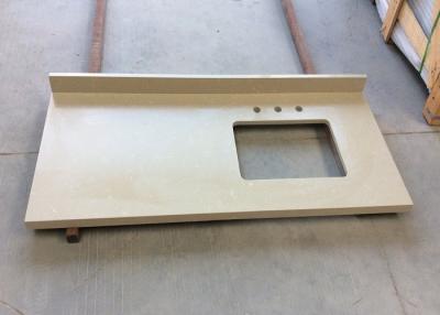 China Prefab Quartz Stone Countertops Flat Edge Light Yellow Color Free Sample for sale