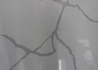 China White Quartz Vanity Tops Grey Veins Flat / Eased Edge For Hotel And Apartment for sale