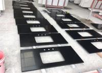 China Black Mirror Artificial Quartz Stone Slab Countertop For Kitchen A Grade Pure Black Color for sale