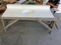 China Kitchen Artificial Stone Countertops White Engineered Stone Countertop Easy To Clean for sale