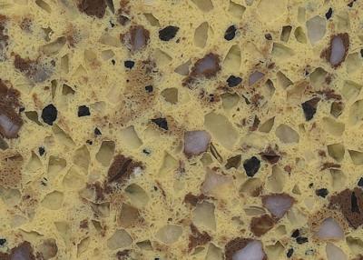 China Golden Brown Artificial Crystal Quartz Stone Countertops Big Slab Free Sample for sale