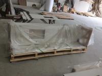 China Light Yellow Artificial Crystal Engineered Stone Worktop Big Slab For Kitchen Top for sale