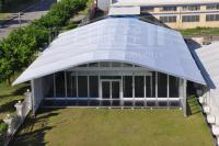 China Huge Luxury Aluminium&PVC Cover Event Tent with Arched shape and glass walls for sale