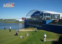 China Two Floor 1000 People Heat Resistant Tent Glass Walls For Golfing for sale