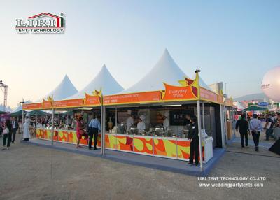 China Portable 5x5m pagoda gazebo canopy tent aluminum frame and PVC roof cover used as stall for wine and dine festival for sale