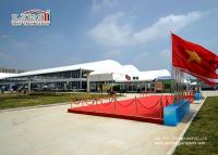 China 40M Arched Roof Outdoor Exhibition Tents With 8M Side Height And Glass Wall For Asia Show for sale