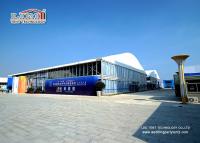 China 40M Arched Roof Outdoor Exhibition Tents With 8M Side Height And Glass Wall For Asia Show for sale
