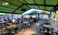 China Liri Black Aluminium Frame Outdoor Event Tents With Green Waterproof Pvc Cover for sale