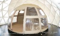 China Panoramic Ellipse Campsite Glamping Hotel Tent All Timber Frame 5 Diameter for sale