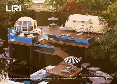 China 5m Dome Glamping Tent With Aluminum Frame Structure Wooden Structure for sale