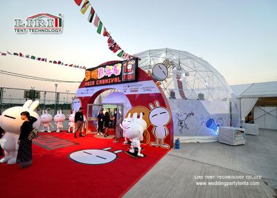 China 15m Diameter Geodesic Dome Tents , Transparent PVC Cover Half Sphere Tents for Festival for sale