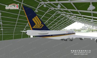 China 20x20m Aluminum Aircraft Hangar Tents With Sliding Doors Sandwich Hard Walls for sale