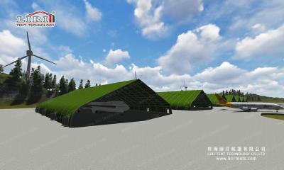 China 40x40m Aluminum TFS Helicopter Hangar Tent With PVC Fabric Sliding Doors for sale