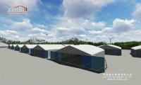 China 1500 sqm Warehouse Industrial Storage Tents With Sandwich Hard Wall Roller Shutter for sale