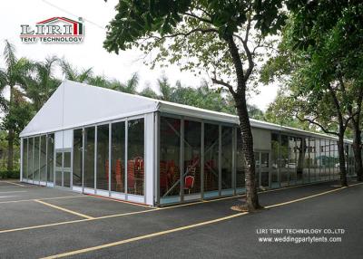 China Glass Sidewall Aluminum Event Tent For Outdoor Temporary Party , White Roof Tempered Structure for sale