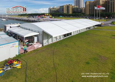 China 20 Width Arcum Tent With Eave Extension And Glass Walls For Wedding Parties for sale