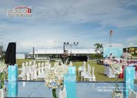 China 20 Width Arcum Tent With Eave Extension And Glass Walls For Wedding Parties for sale