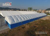 China 20m Width Steel Polygon Structure Tent With PVC Roof Cover And Sandwich Walls And Rolling Door for sale