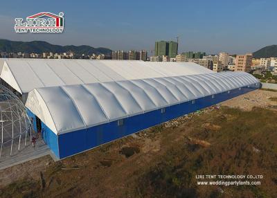 China 20m Width Steel Polygon Structure Tent With PVC Roof Cover And Sandwich Walls And Rolling Door for sale