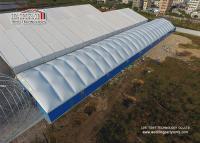 China 20m Width Steel Polygon Structure Tent With PVC Roof Cover And Sandwich Walls And Rolling Door for sale