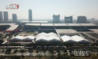 China 30m And 40m Tent With ABS Or Glass Hard Walls Used For Canton Fair And Other Exhibition Rental Business for sale